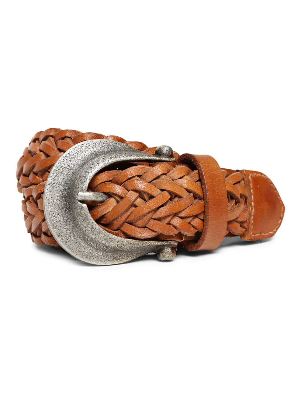 Leather Belt – Brown Braided Handcrafted