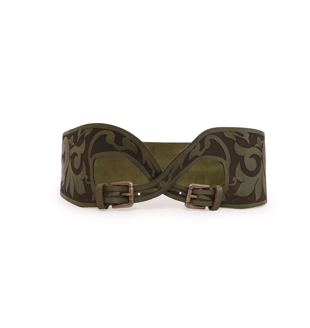 OLIVE Womens Genuine Leather Belt by Art N Vintage