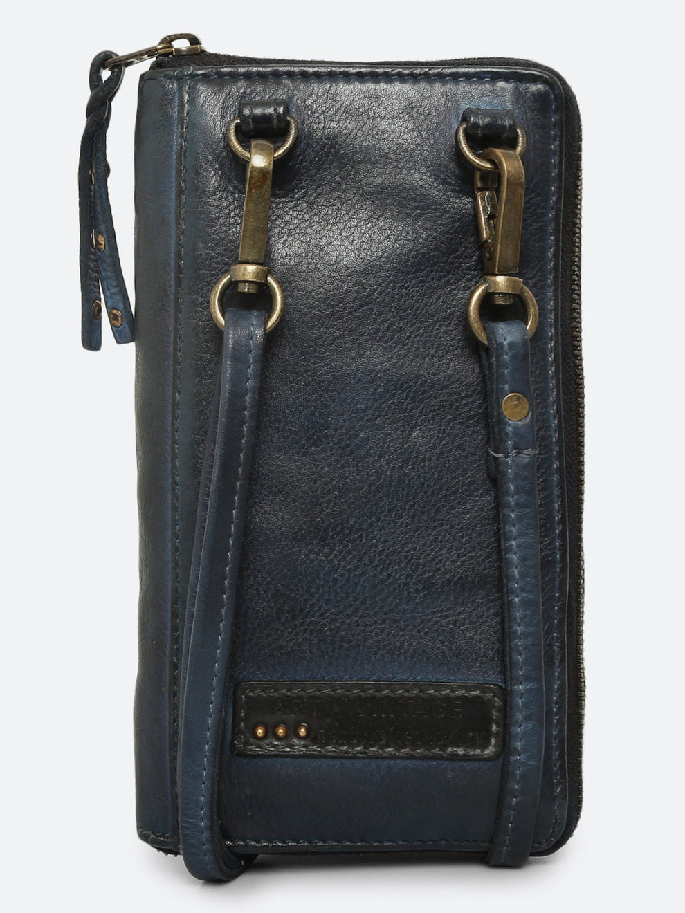 Ripple: Navy Leather Cross Body Phone Wallet