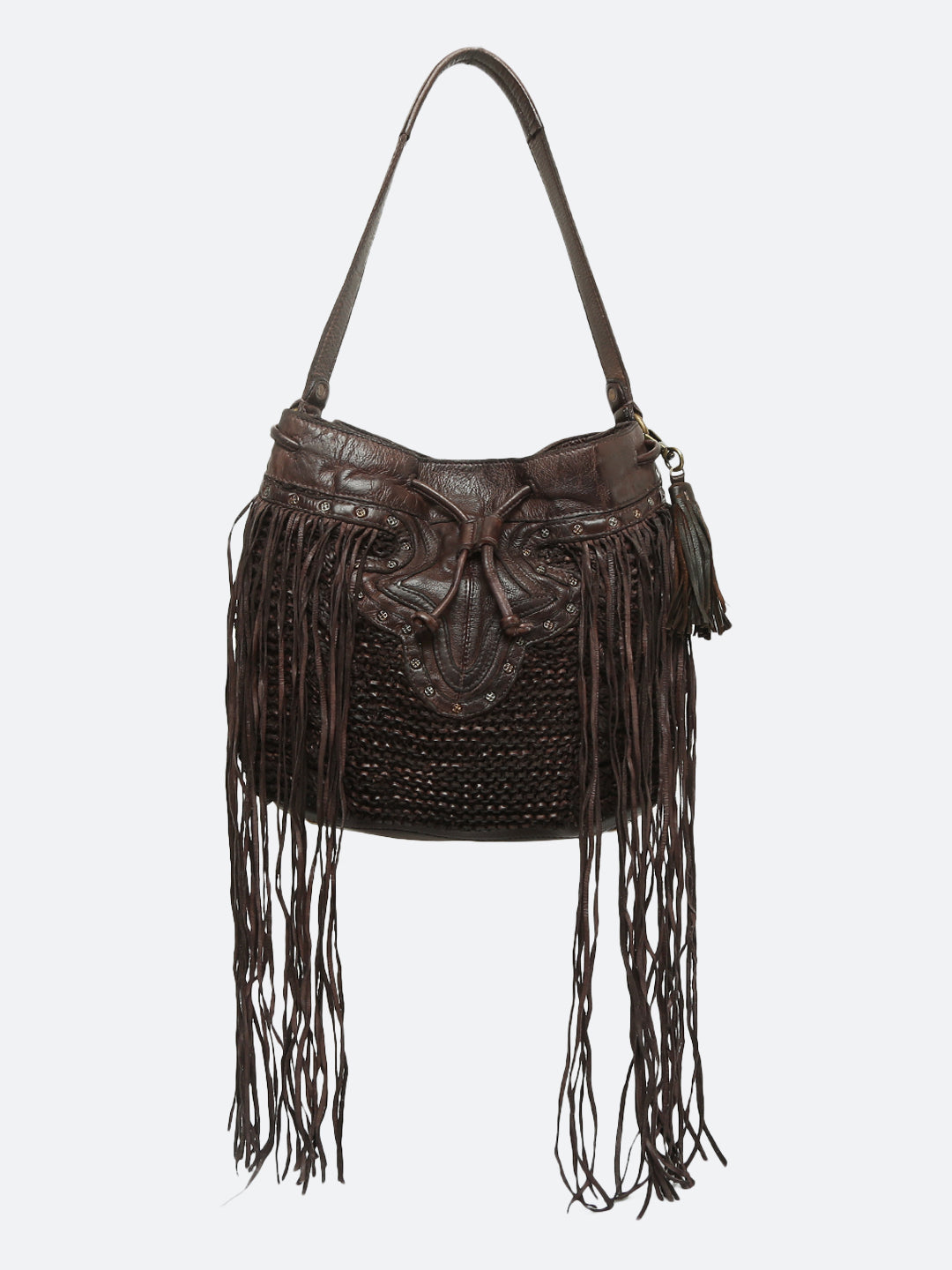 Genuine Brown Leather Bucket Bag By Art N Vintage