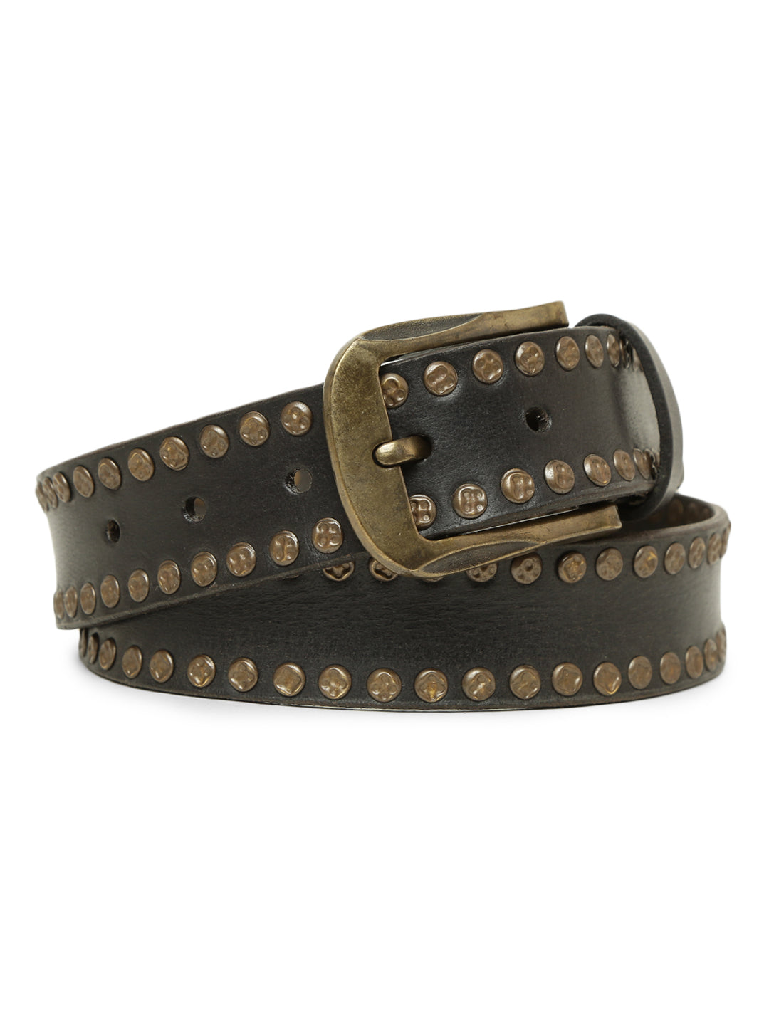 Black Genuine Leather With Studded Mens Belt By Art N Vintage